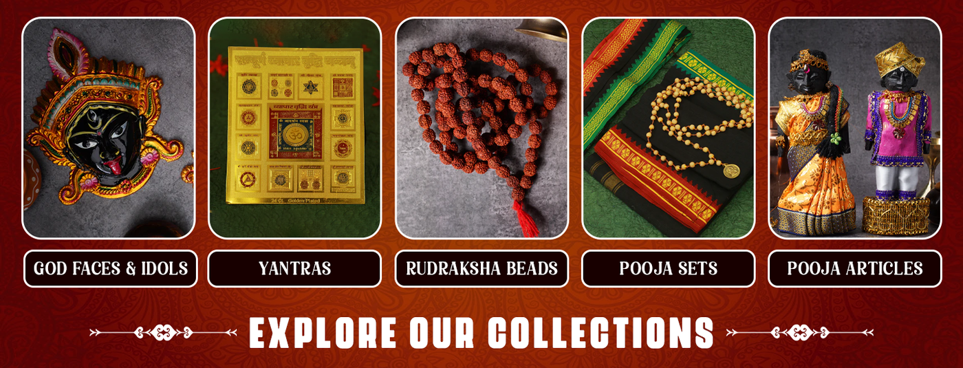 Buy Original Pooja Samagri, Rudraksha Mala, Yantras, Ashtalakshmi Idol